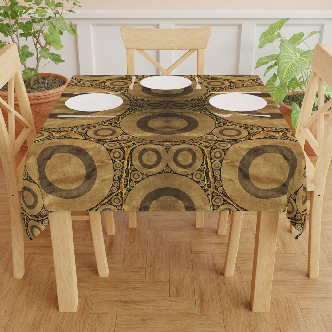 Agate Geode Style Tablecloth: Bronze Boho Kitchen Decor, Elegant Table ...
