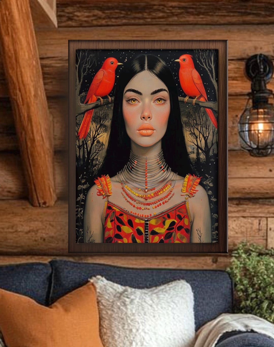 Cardinal Girl Vertical Poster, Spirit Animal Art Print, Folk Lore Wall ...