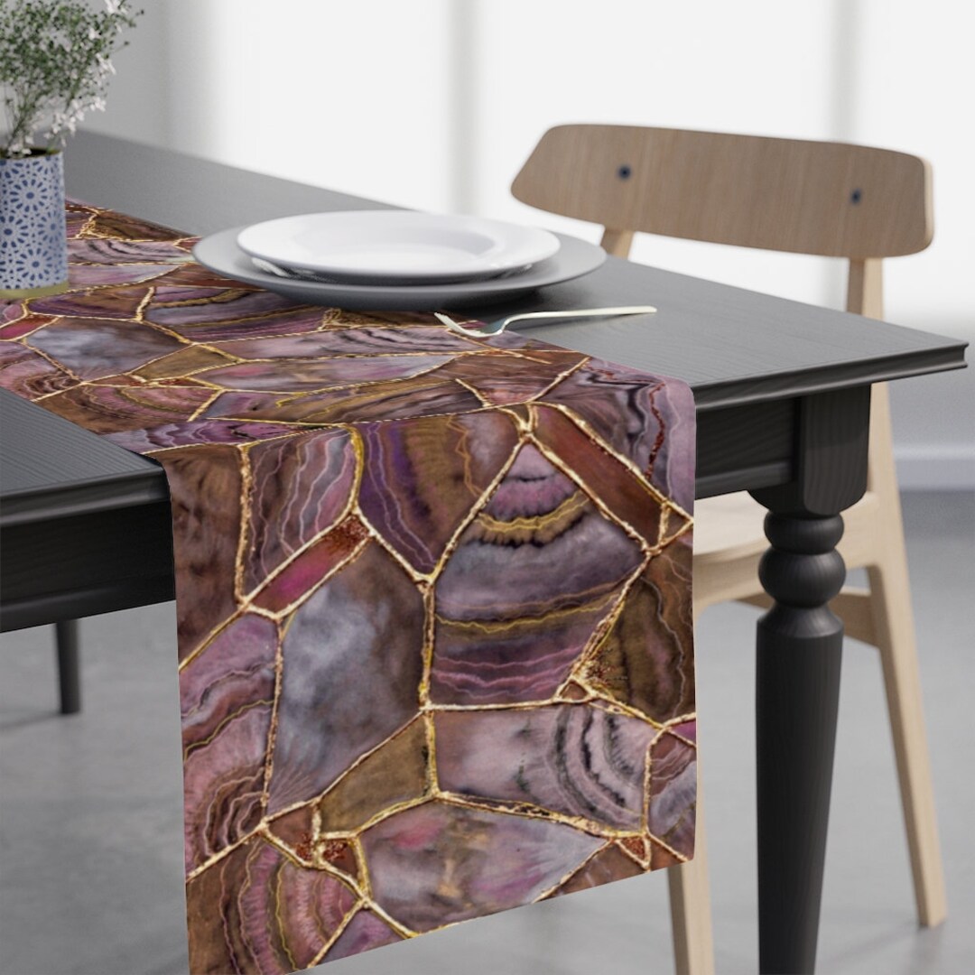ROSE GOLD GEODE Table Runner, Wedding Table Runner, Marble Table Decor ...
