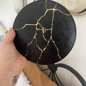 Black Gold Faux Kintsugi Wall Disc, Round Wall Art, Ancient Japanese ...