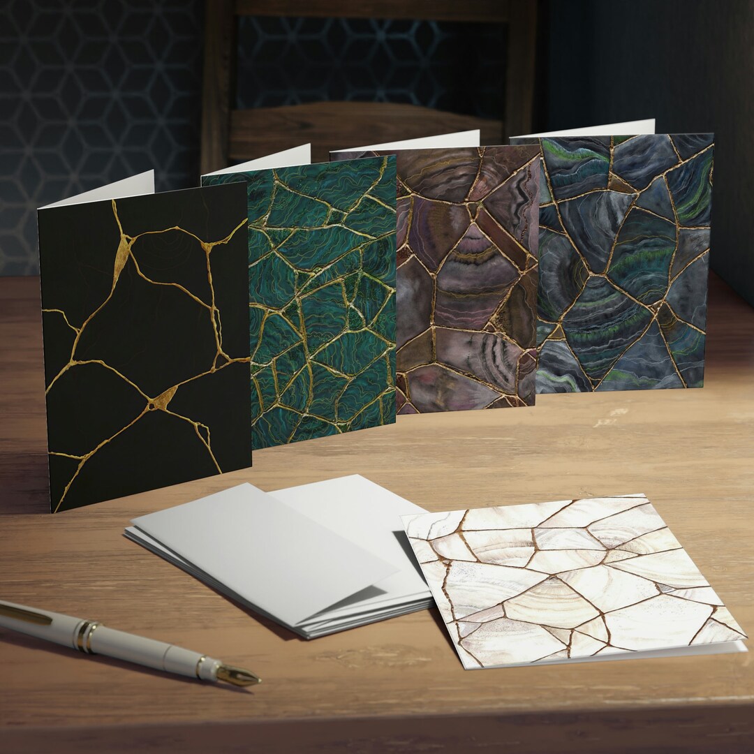 Japanese Kintsugi, Geode Collection, Multi-design Greeting Cards, 5 ...
