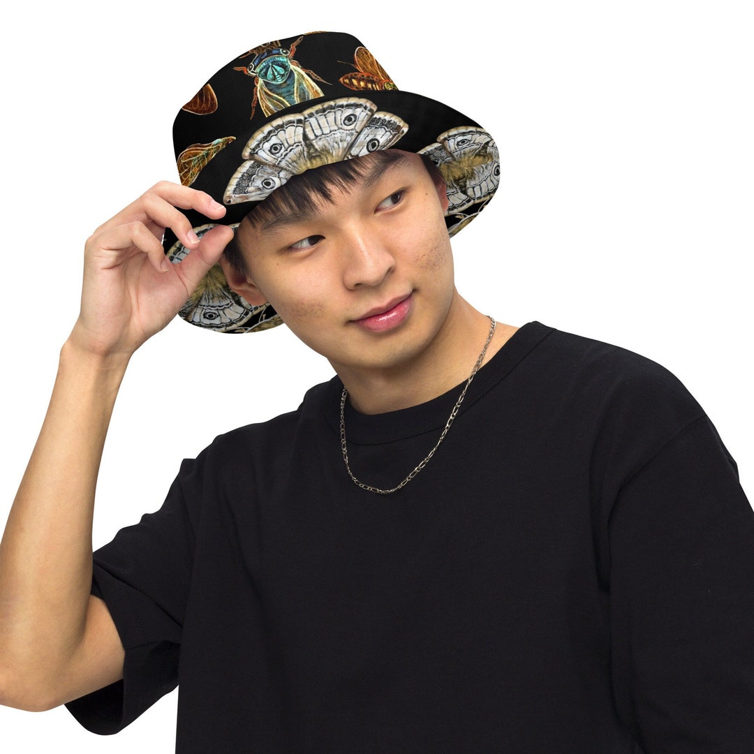 Reversible Bucket Hat, Cicada Bug Hat, Emporer Moth Cap, Fun Insect Hat ...