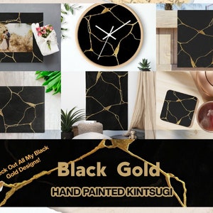 Black Gold Faux Kintsugi Wall Disc, Round Wall Art, Ancient Japanese ...