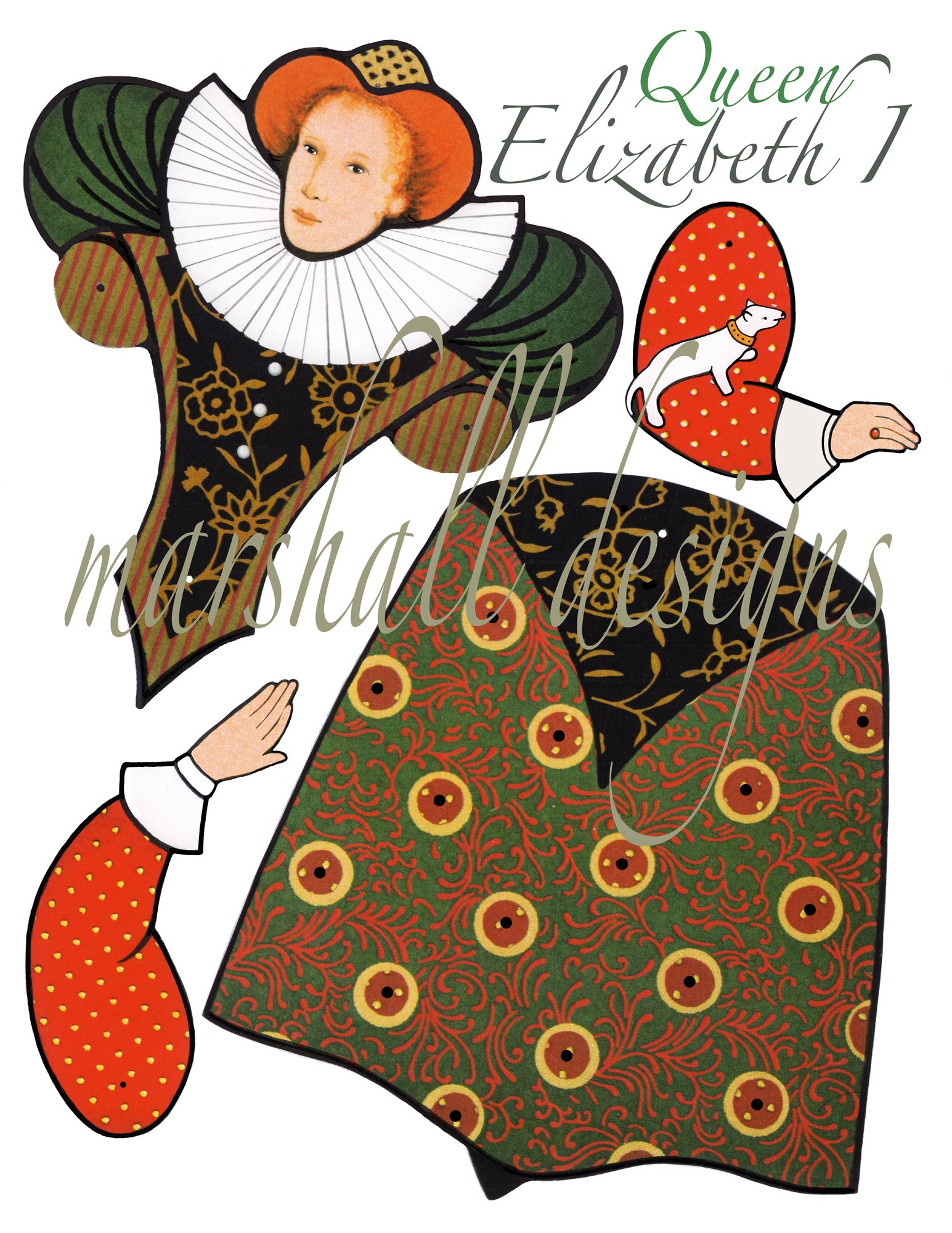 Queen Elizabeth I ,articulated Paper Doll, Digital Downloadable JPEG ...