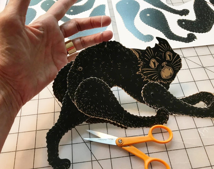 One Primitive Black Cat Head*cupboard Tuck*bowl Filler*cat Gift ...