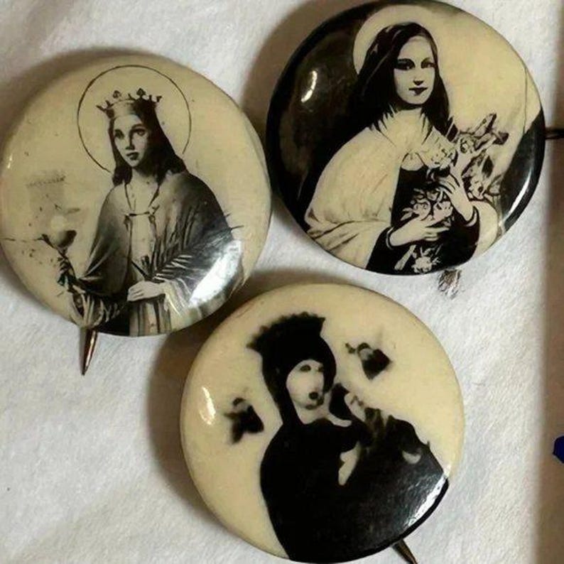 Very Old Vintage Estate Miniature Celluloid Metal Religious Pins Icon ...