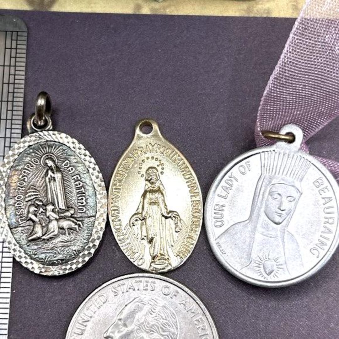 Vintage Lot Religious Catholic Medals Pendant Charms Our Lady of Fatima ...