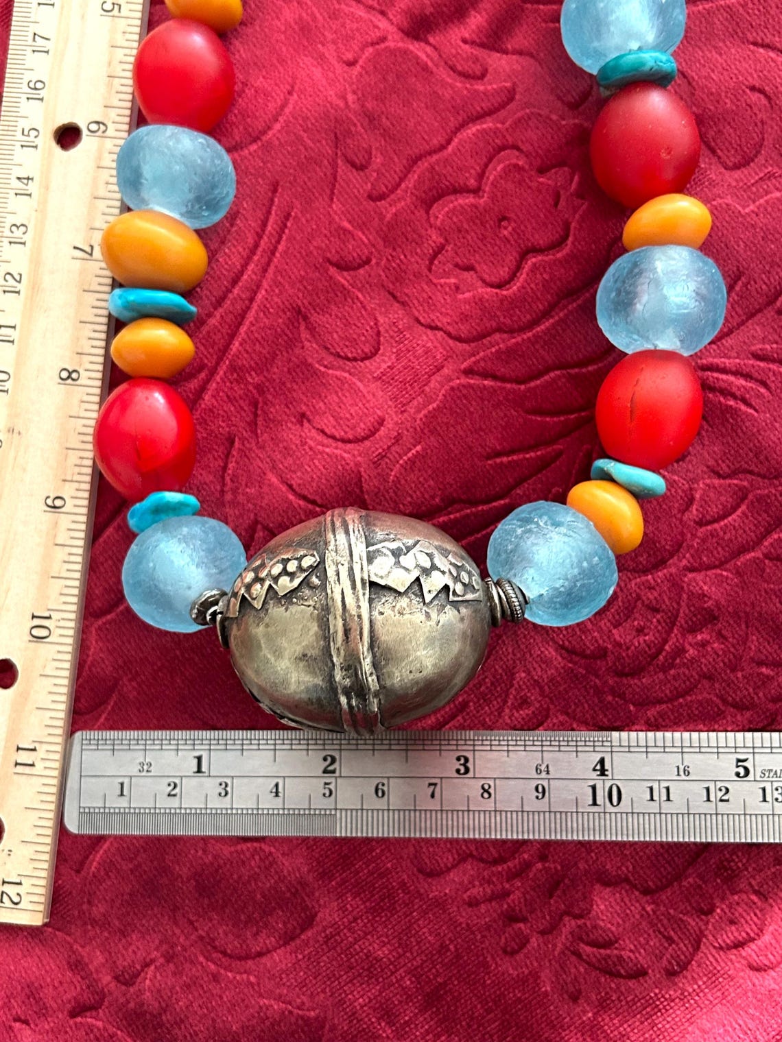 Huge Vintage Copal Turquoise Giant Pendant Ethnic Large Bead Collar ...
