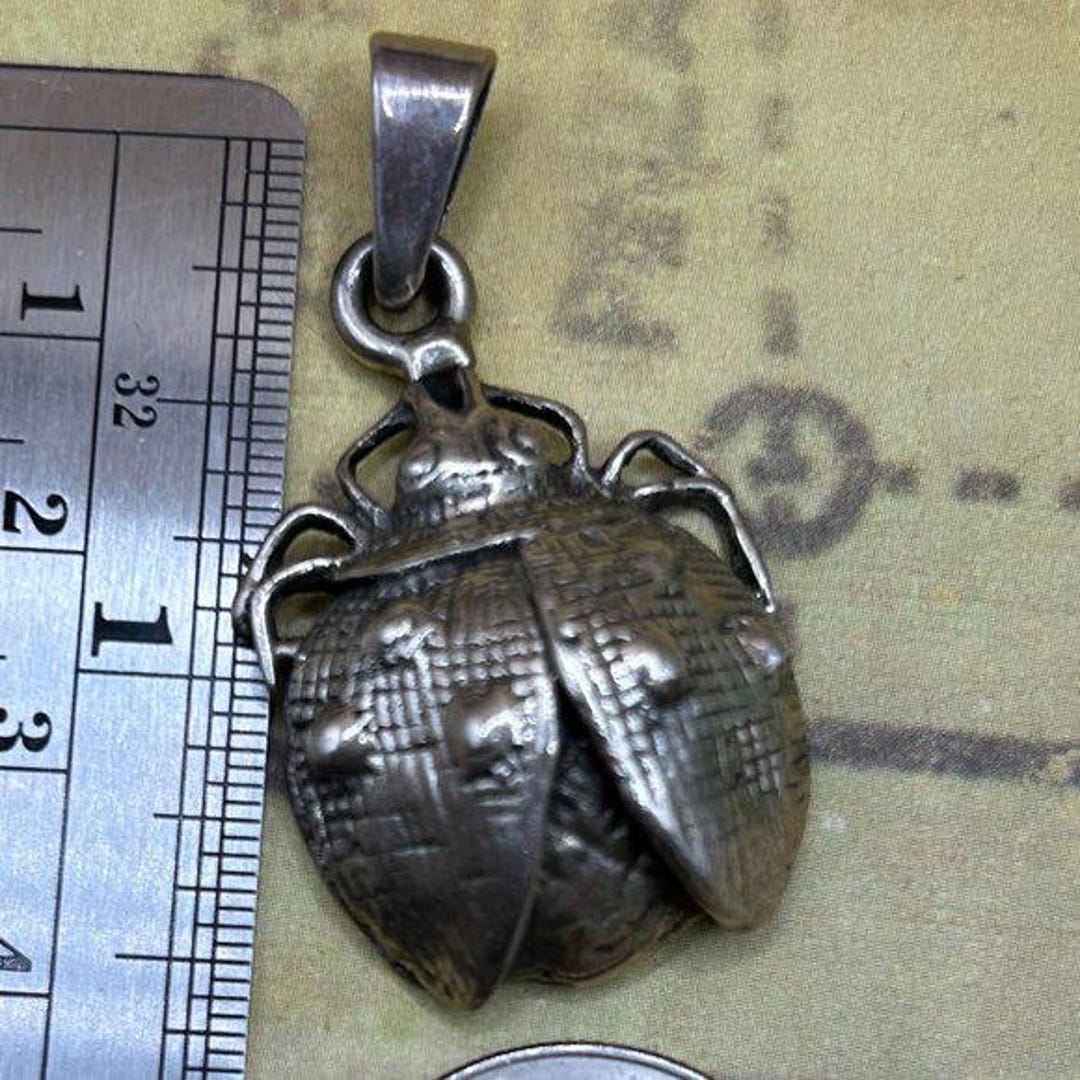 Large Estate Marked Sterling Silver Ladybug Lady Bug Pendant Jewelry ...