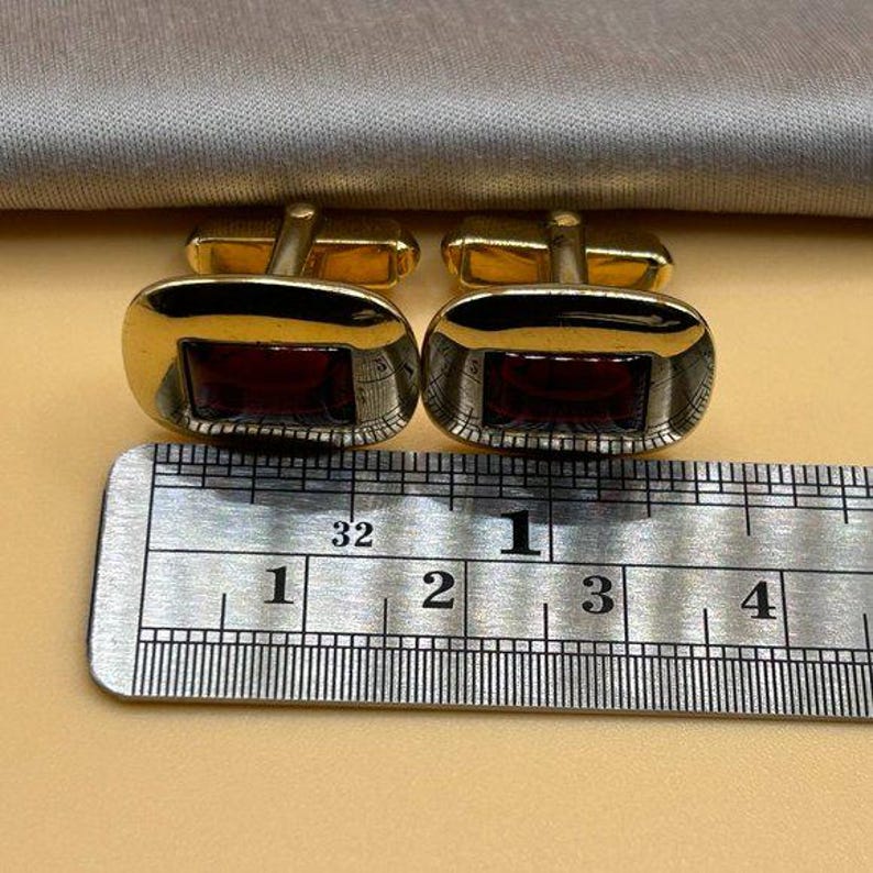 Midcentury Mod Vintage Signed Anson Gold Plated Faux Ruby Red Stone ...