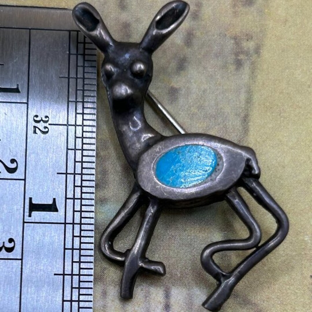 Vintage Old Pawn Sterling Silver Deer Fawn Animal Figural Brooch Pin ...