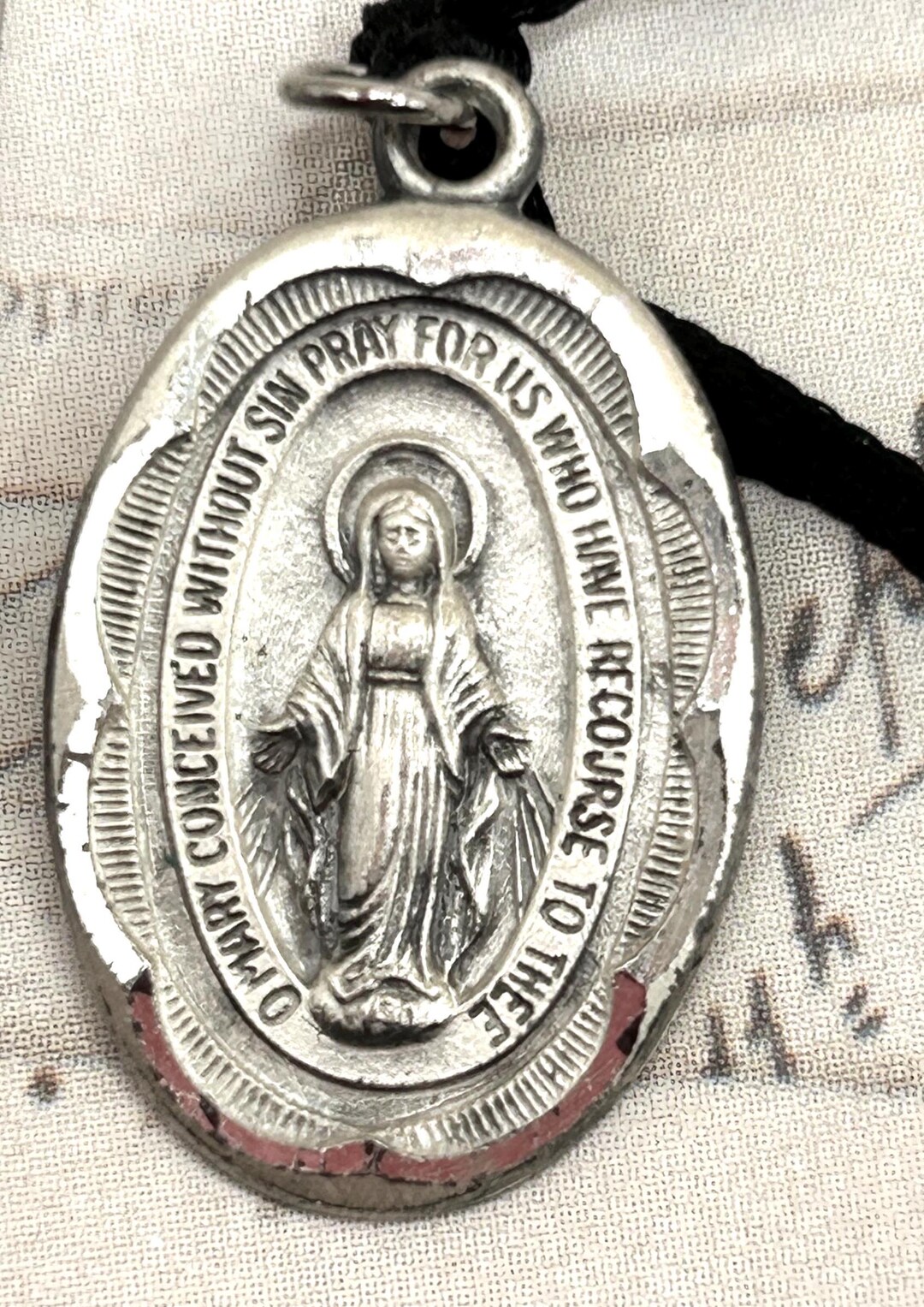 Vintage Sterling Silver Virgin Mary Religious Medal Pendant Hallmarked ...