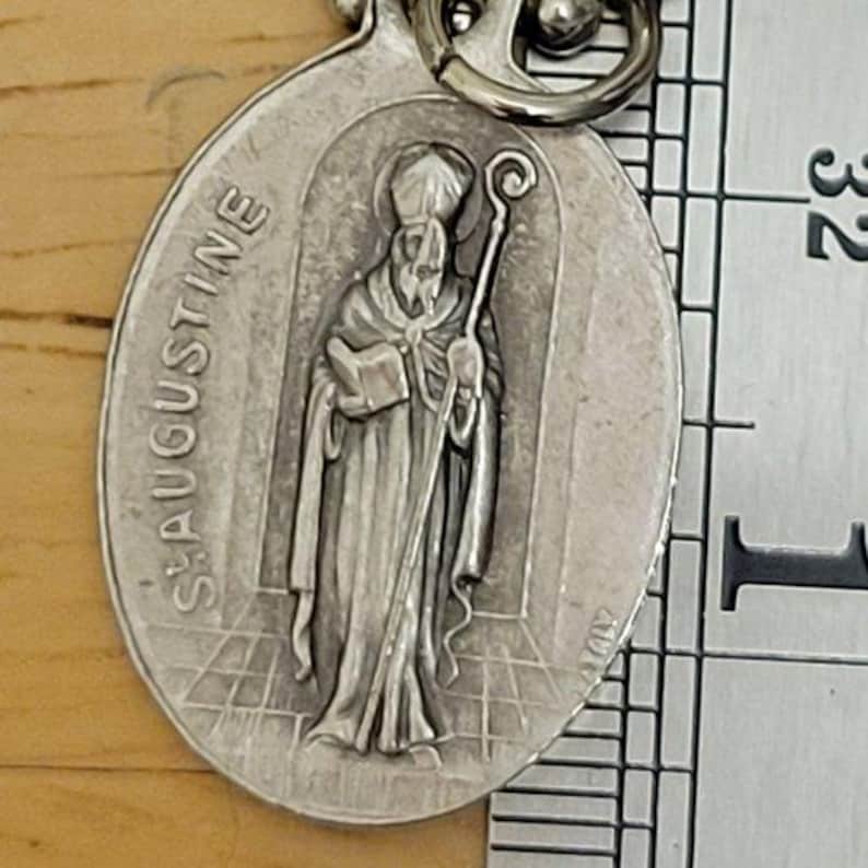 Vintage Saint Monica St Augustine Italy Religious Catholic Medal Steel ...
