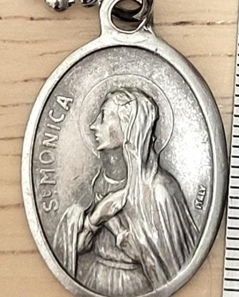 Vintage Saint Monica St Augustine Italy Religious Catholic Medal Steel ...