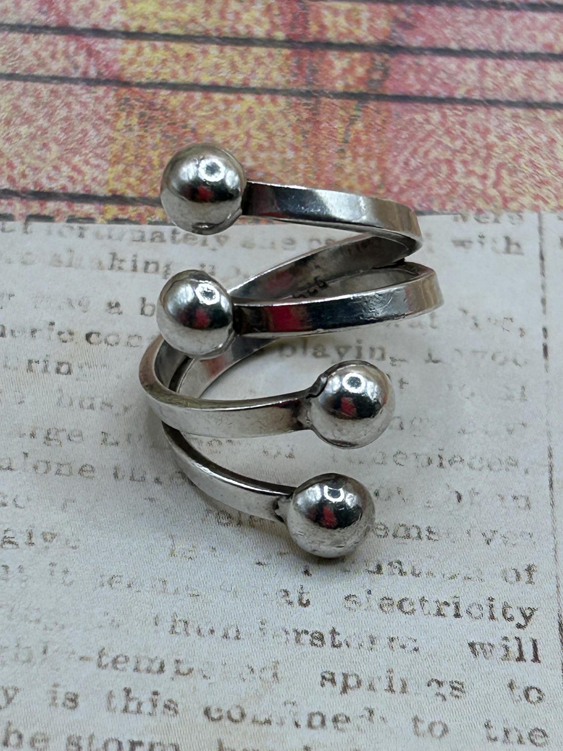 Vintage Modernist Mod Bold Wrap Bypass Adjustable 925 Hallmarked Sphere ...