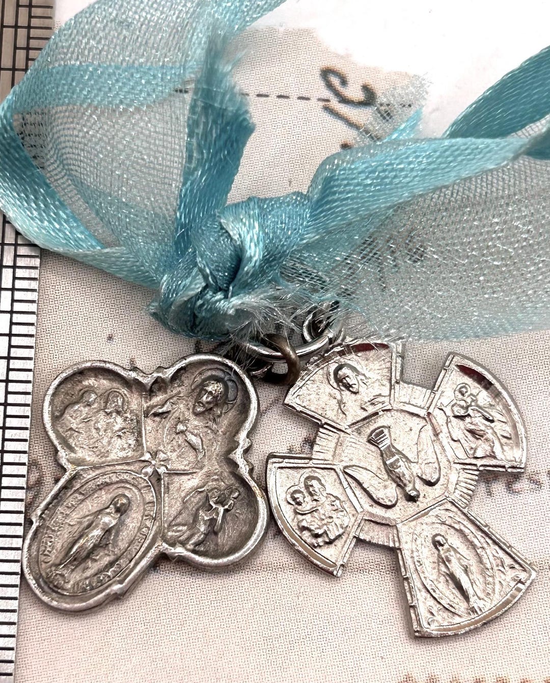 Vintage Lot Set Petite Four Way Cross Scapular Religious Catholic Medal ...