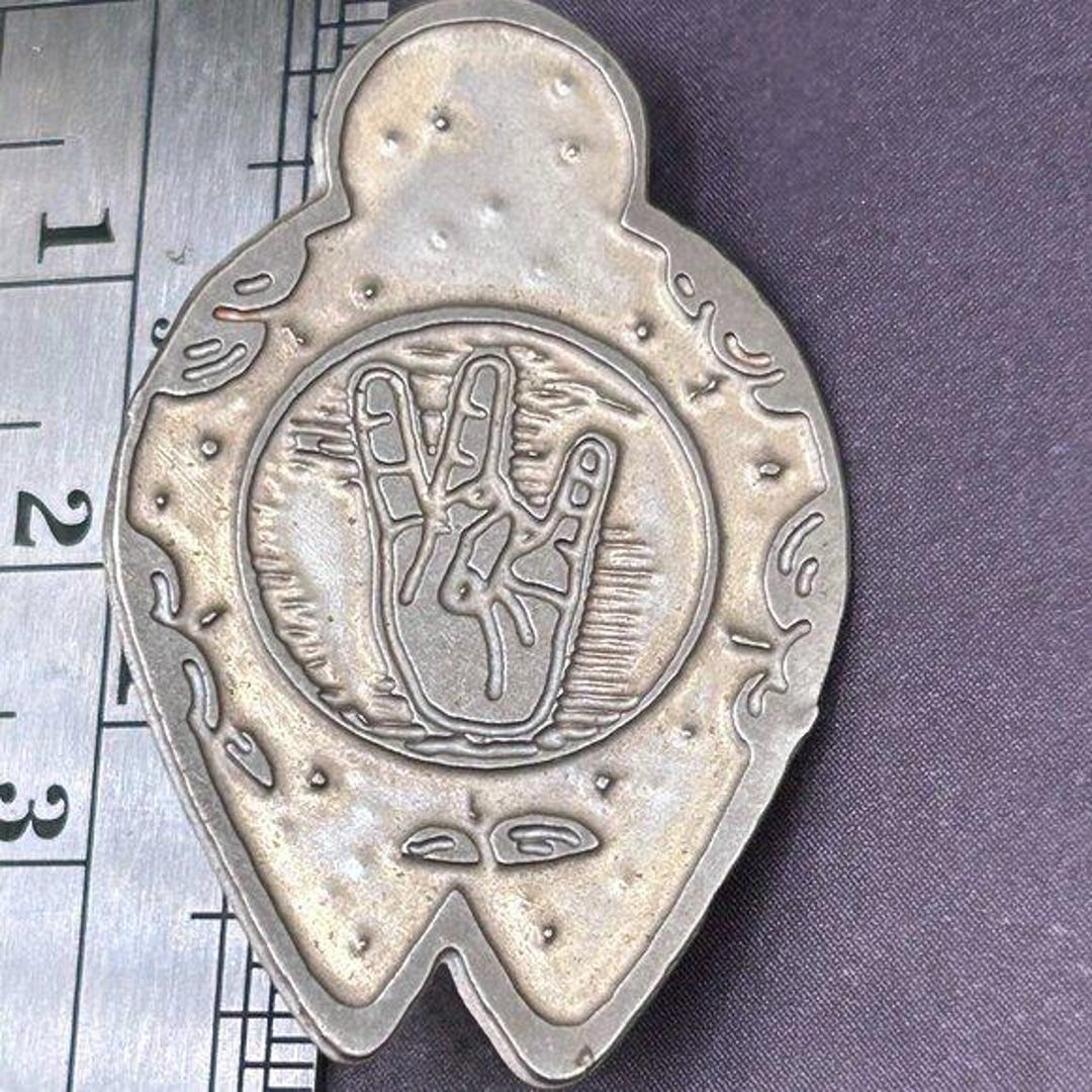 Vintage Agni Mudra Fire Hand Symbol Silver Tone Metal Brooch Pin Buddha ...