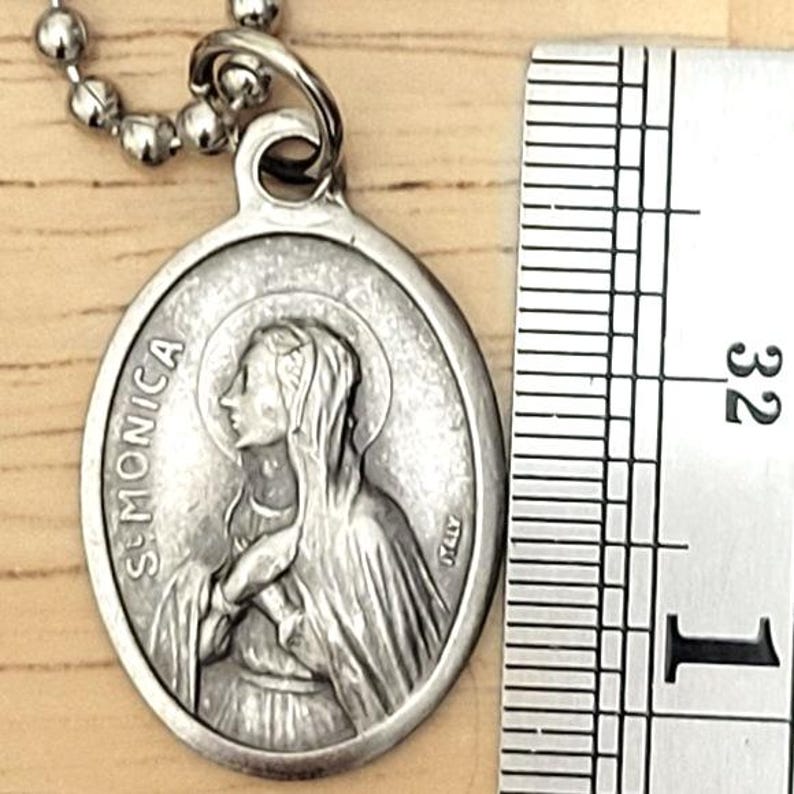 Vintage Saint Monica St Augustine Italy Religious Catholic Medal Steel ...