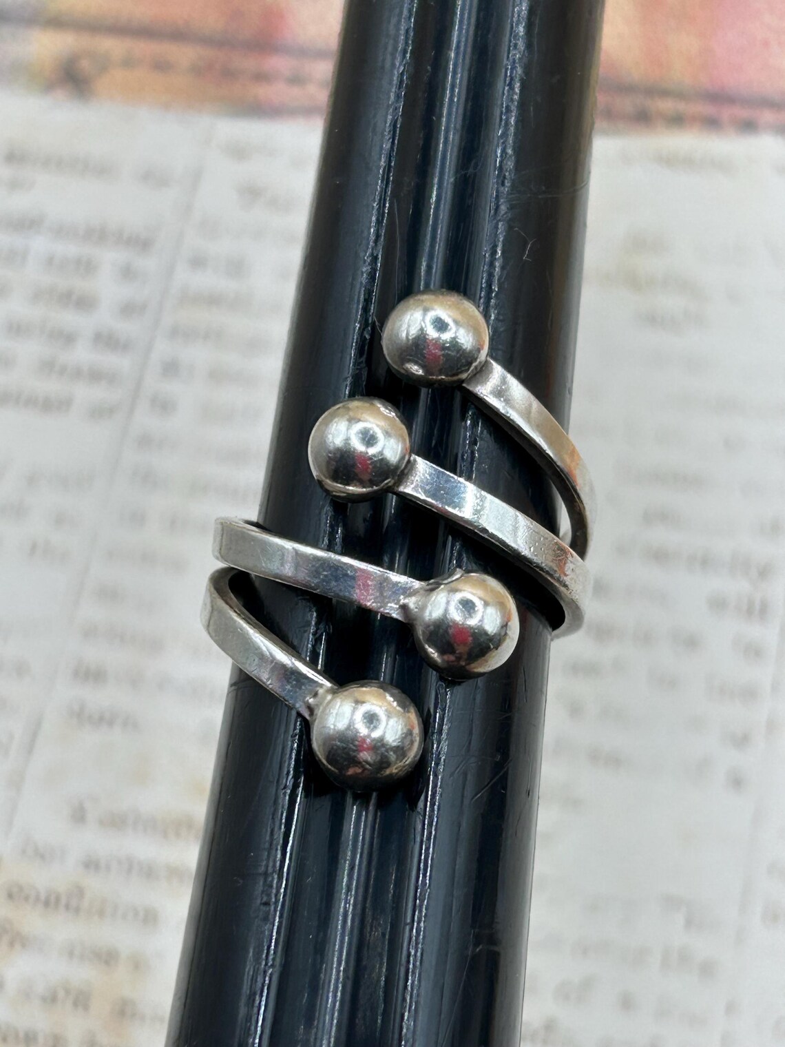 Vintage Modernist Mod Bold Wrap Bypass Adjustable 925 Hallmarked Sphere ...