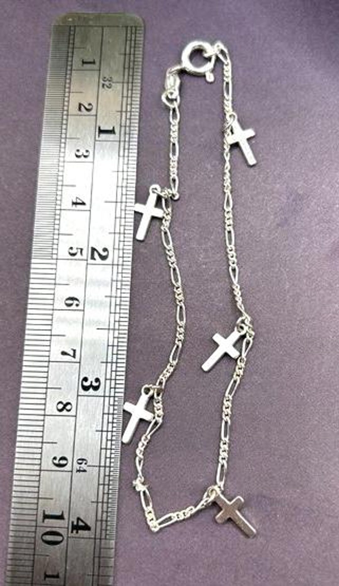 Vintage Estate Sterling Silver Cross Charm Bracelet Marked 925 Italy - Etsy