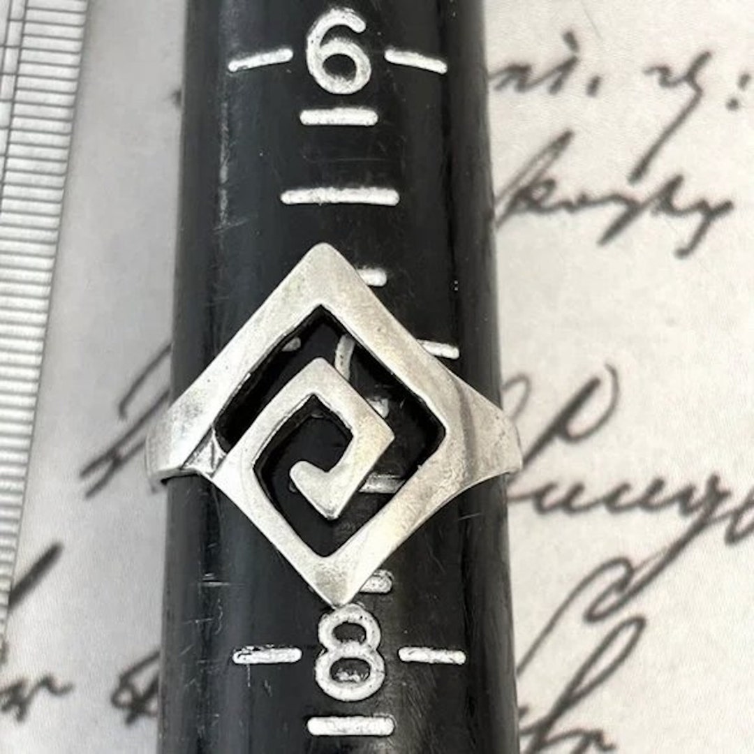 Vintage Modernist Spiral Sterling Silver Maze Ring Foreign Hallmarks ...