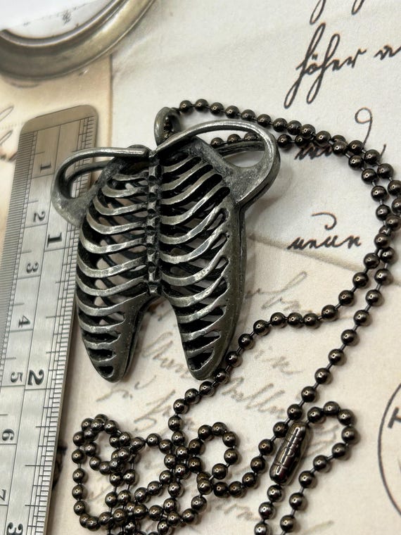 Vintage Goth Gothic Skeleton Rib Cage Dark Metal Larg… - Gem