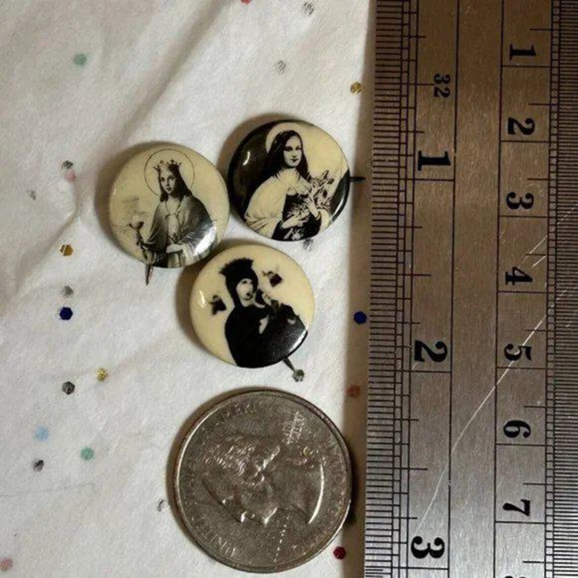 Very Old Vintage Estate Miniature Celluloid Metal Religious Pins Icon ...