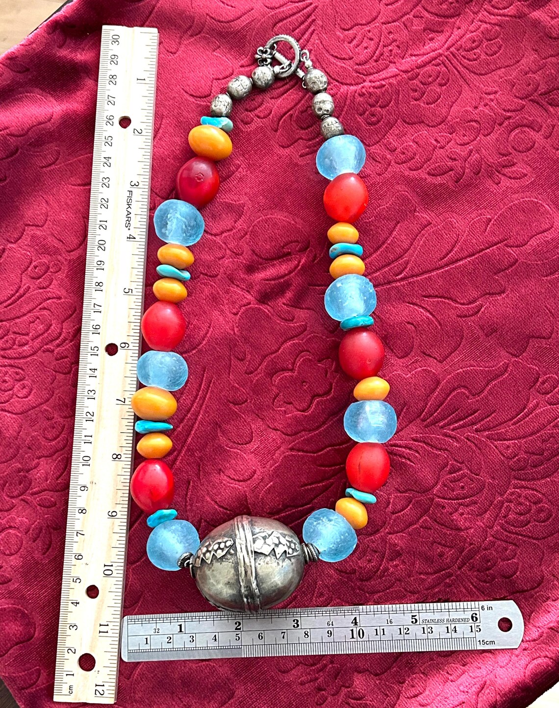 Huge Vintage Copal Turquoise Giant Pendant Ethnic Large Bead Collar ...