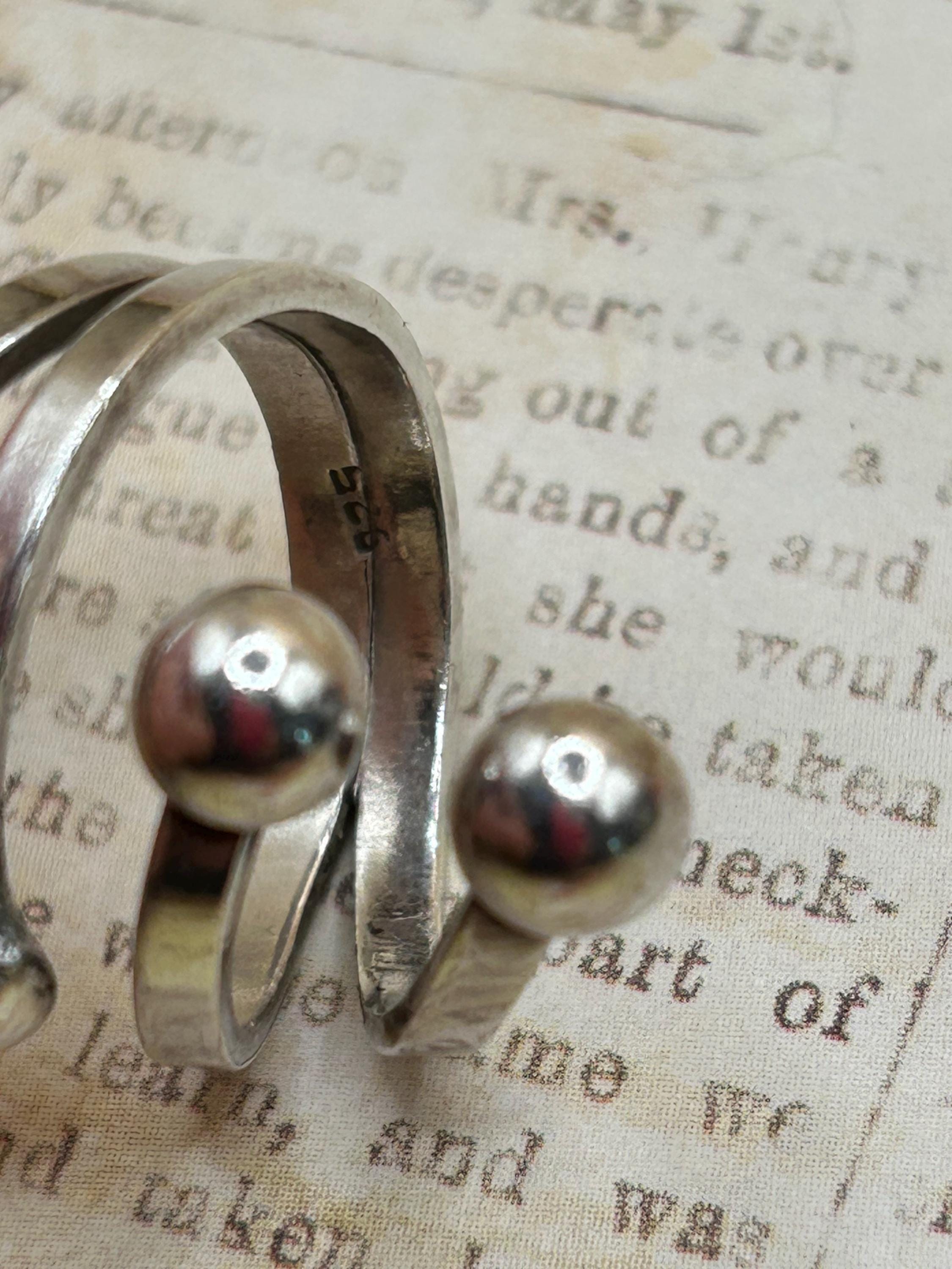 Vintage Modernist Mod Bold Wrap Bypass Adjustable 925 Hallmarked Sphere ...