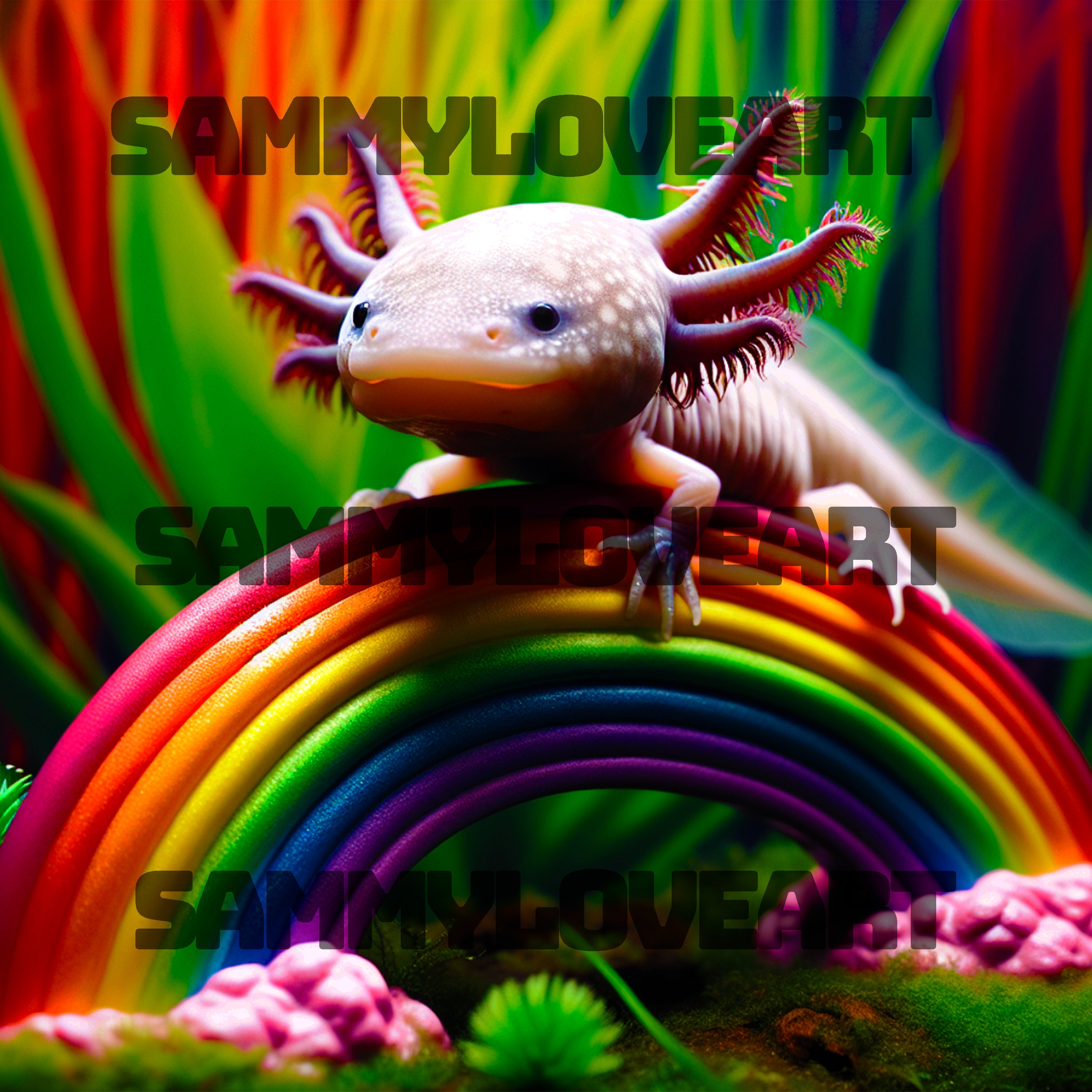 Axolotl Riding a Rainbow Png - Etsy