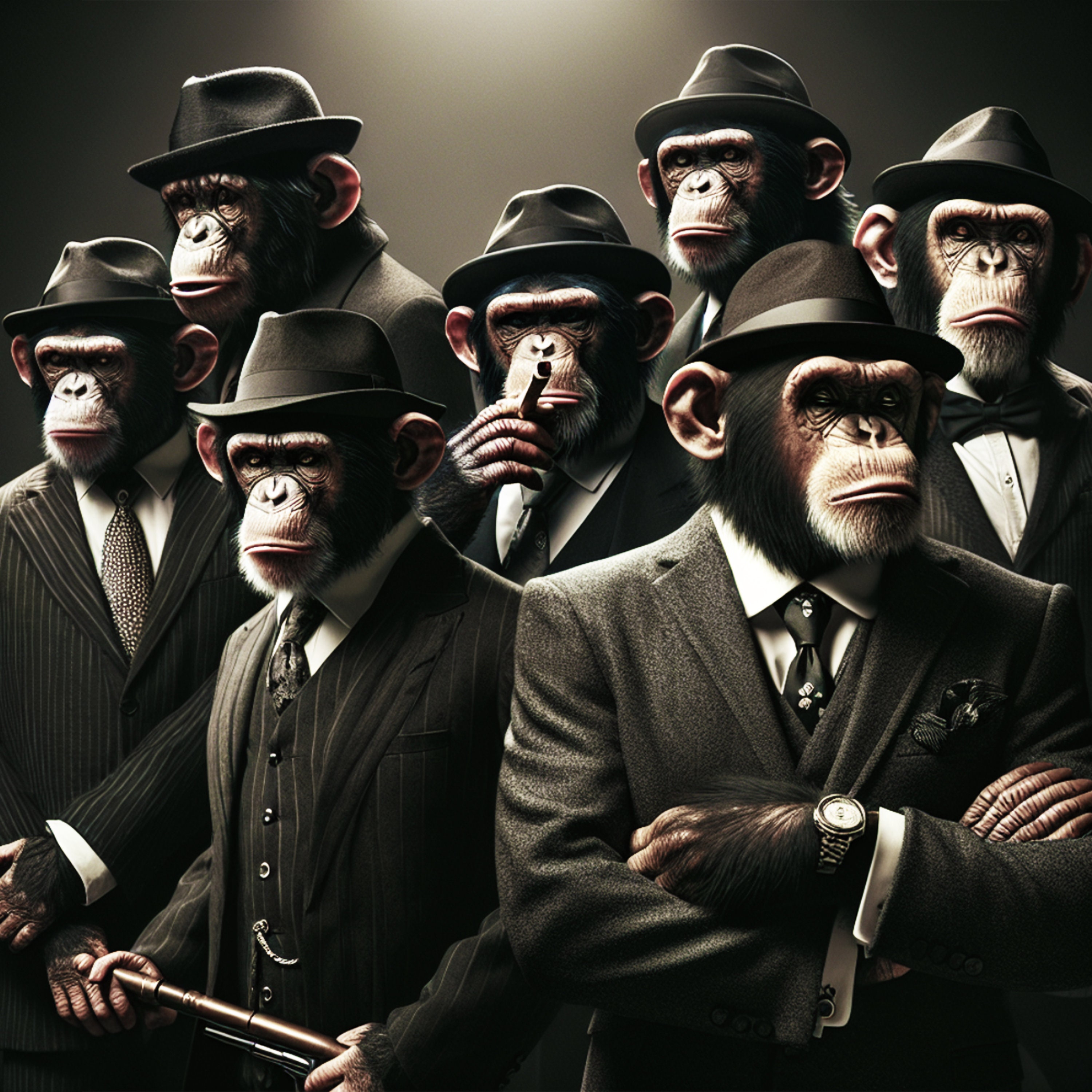 Cool Gang of Apes, Chimpanzees, Smoking - Etsy