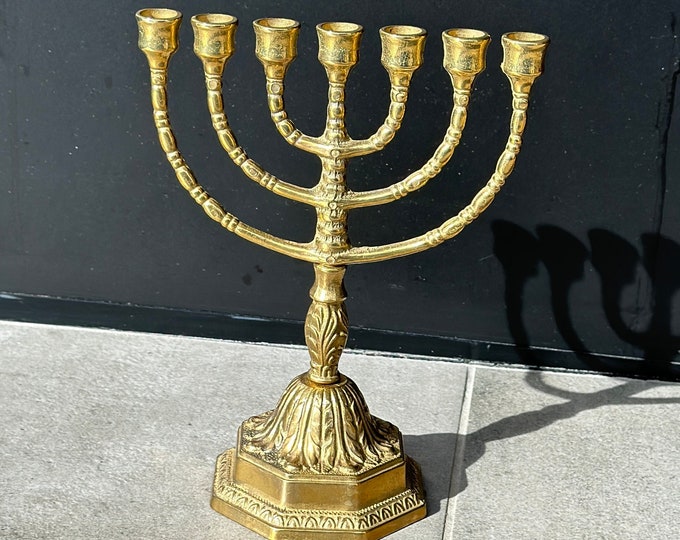 7-branched Candlestick menorah in Brass - Etsy