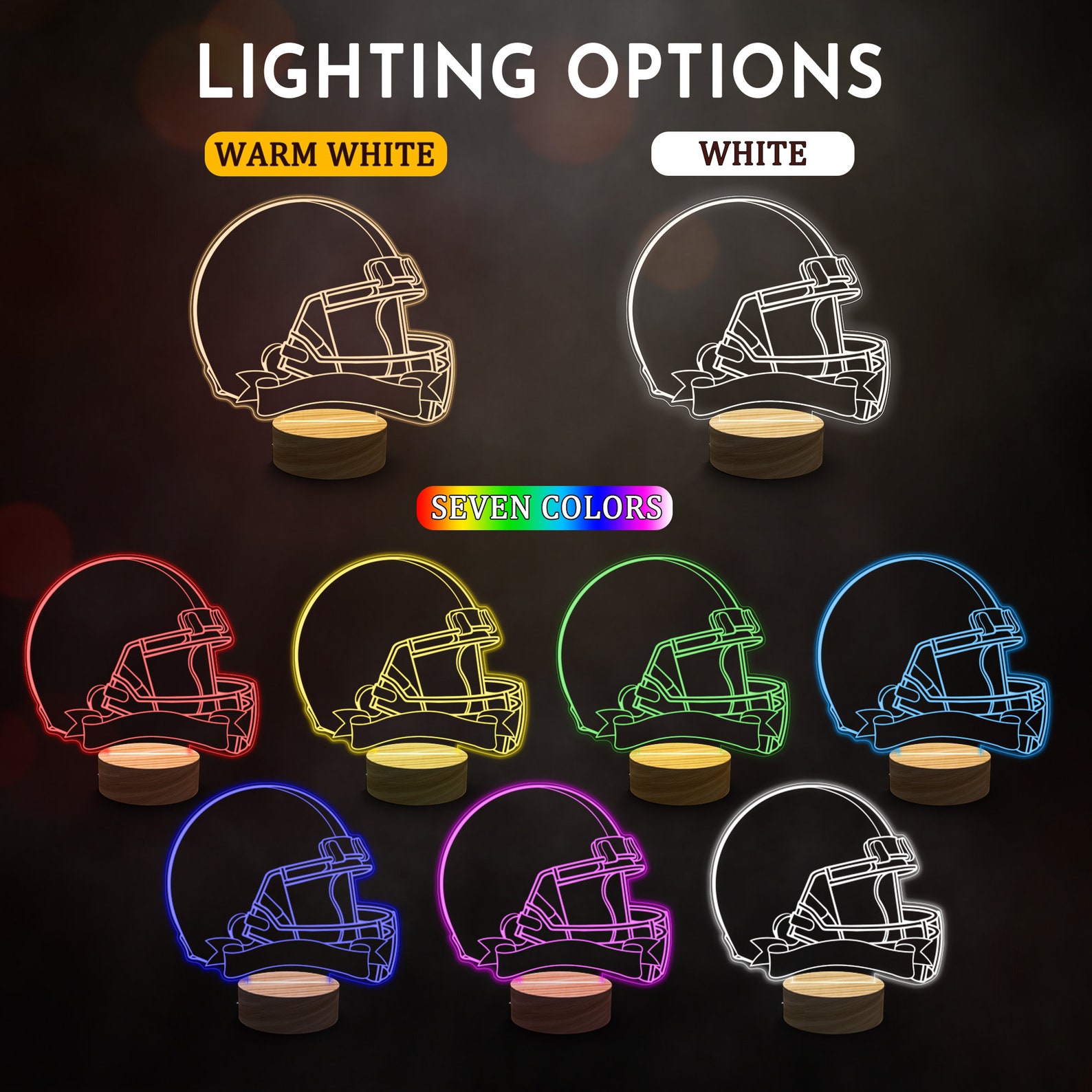 Custom Sports Helmet Night Light, Name Personalized Birthday Gift for ...