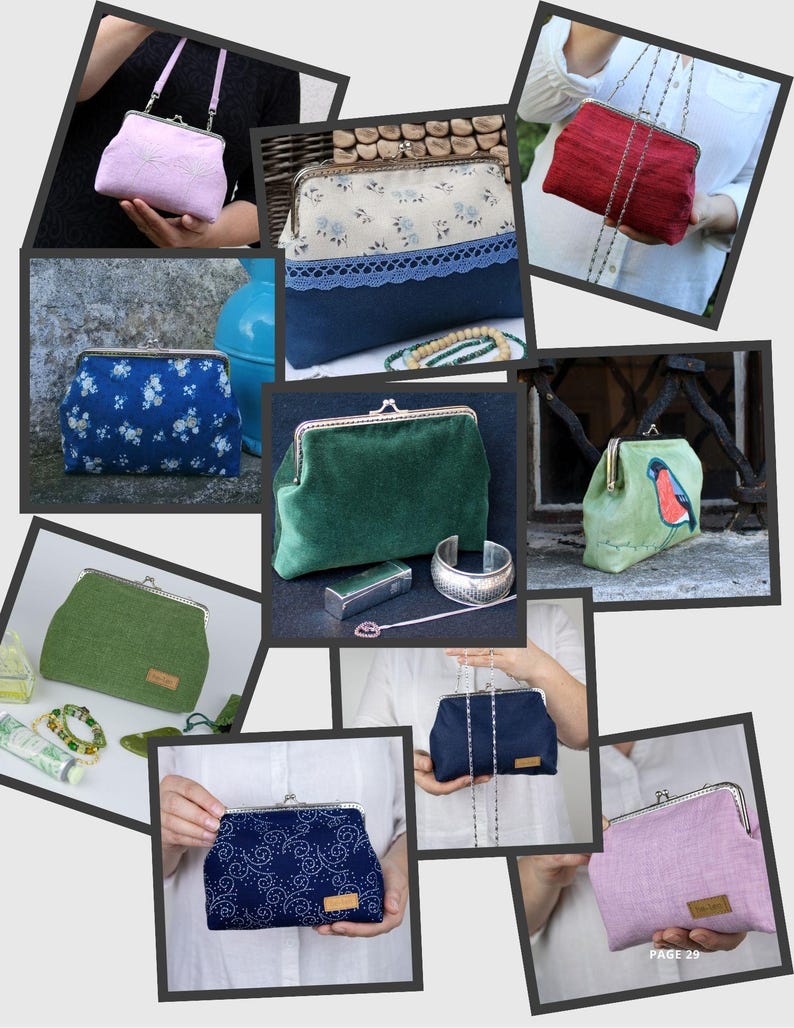PDF Sewing Pattern / Pattern of a Handbag With Clasp / 3 Patterns for 2 ...