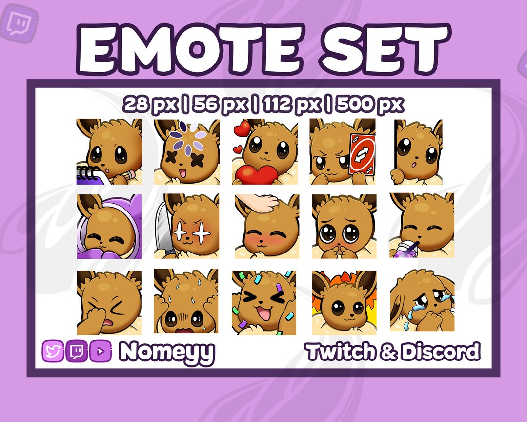Twitch/discord Emotes: 15 Eevee Emotes (all 3 Sets) + Bonus 5 Signs ...