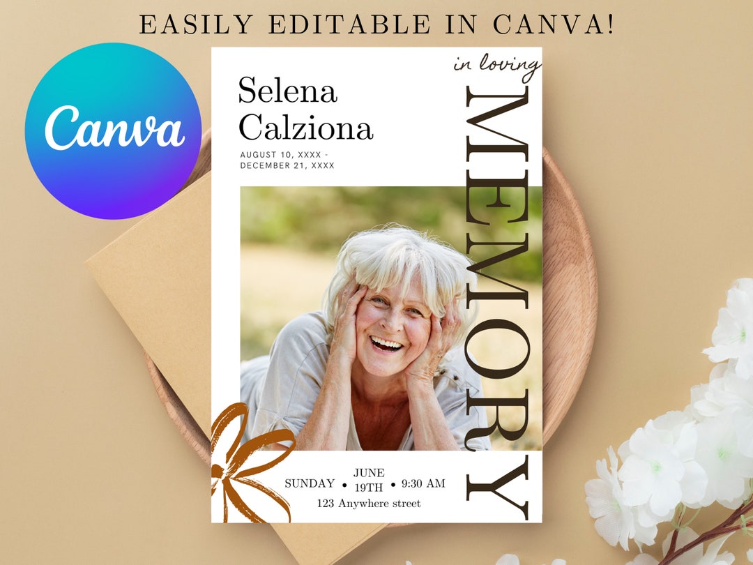 Funeral Invitation Instant Digital Download Canva Invite Obituary ...