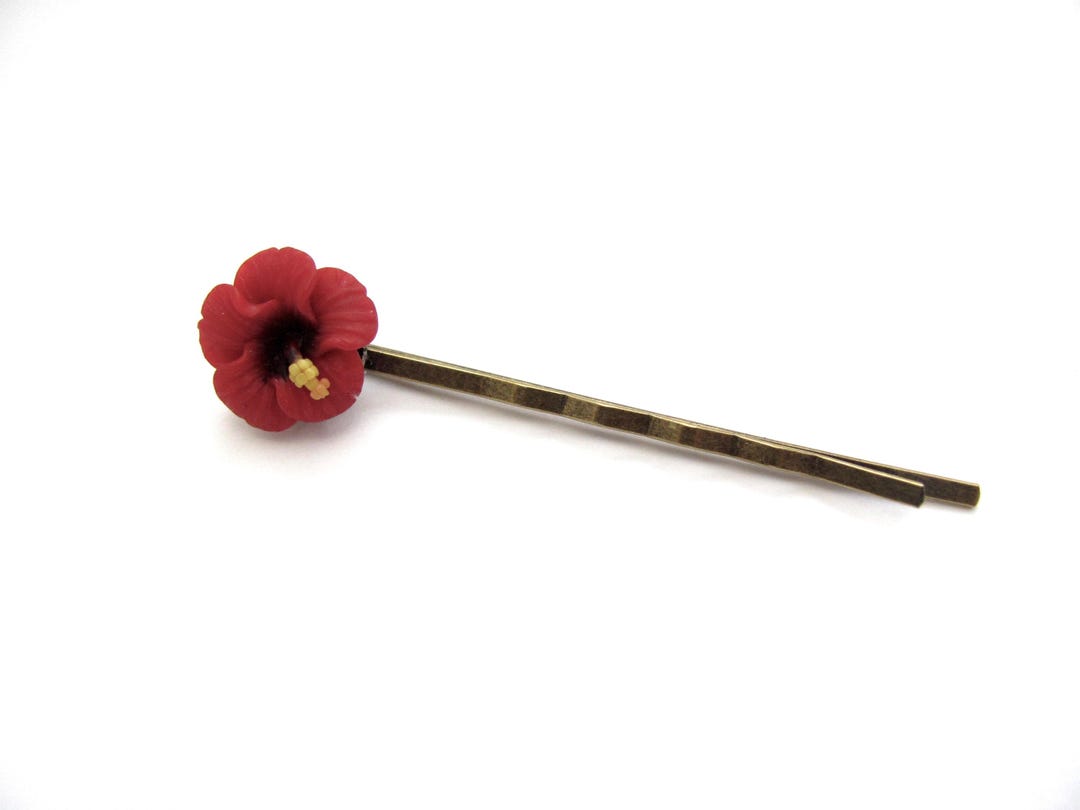 Flower Bobby Pin Vintage Hibiscus Flower Antiqued Brass Bridesmaid ...
