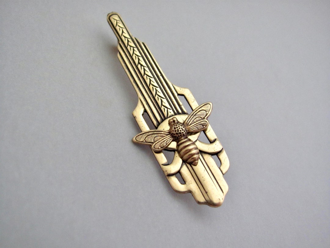 Art Deco Pin Vintage Bumble Bee Bohemian Antiqued Brass Long Vintage ...