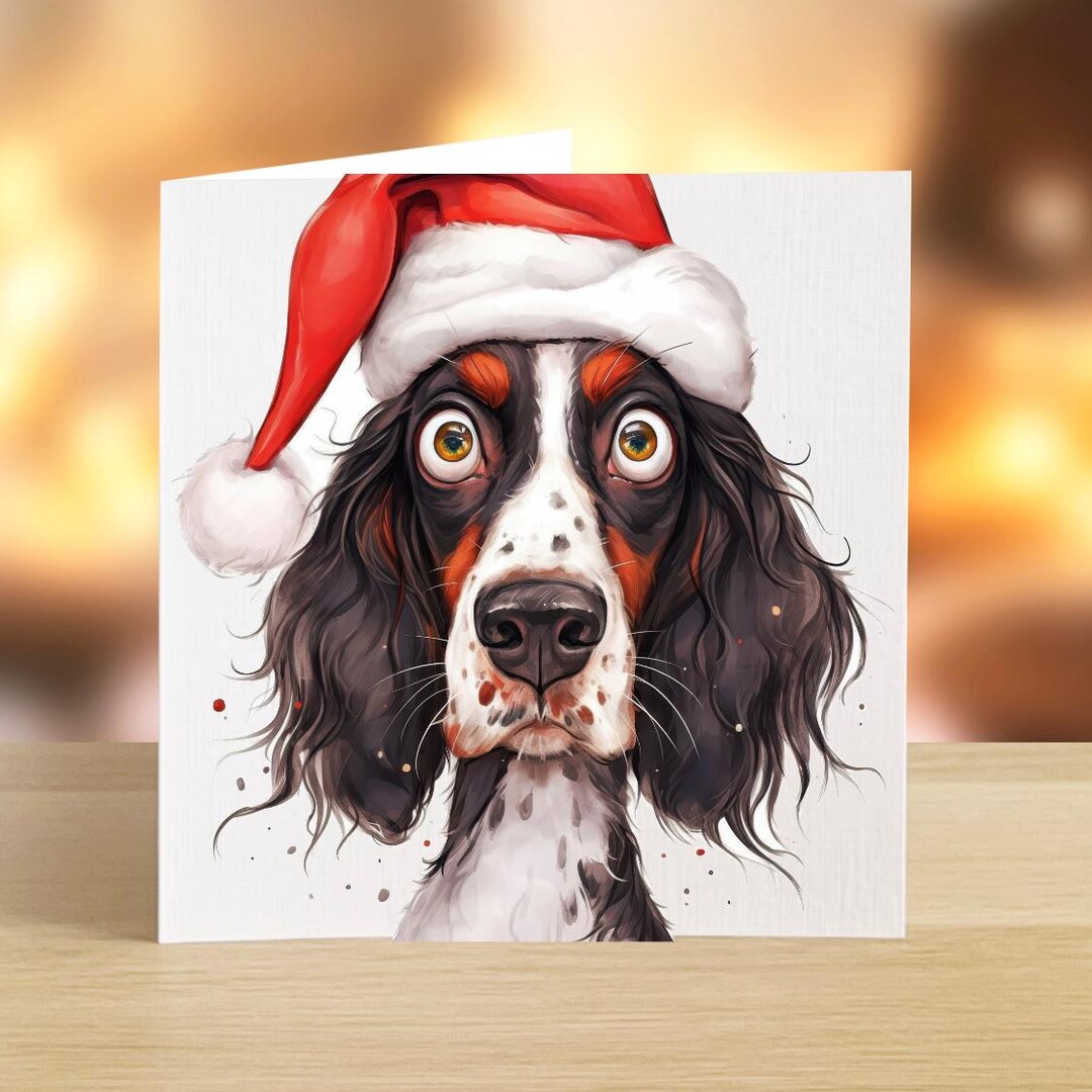 Funny Springer Spaniel Christmas Card – Santa Hat Dog, (EU & Row) - Etsy