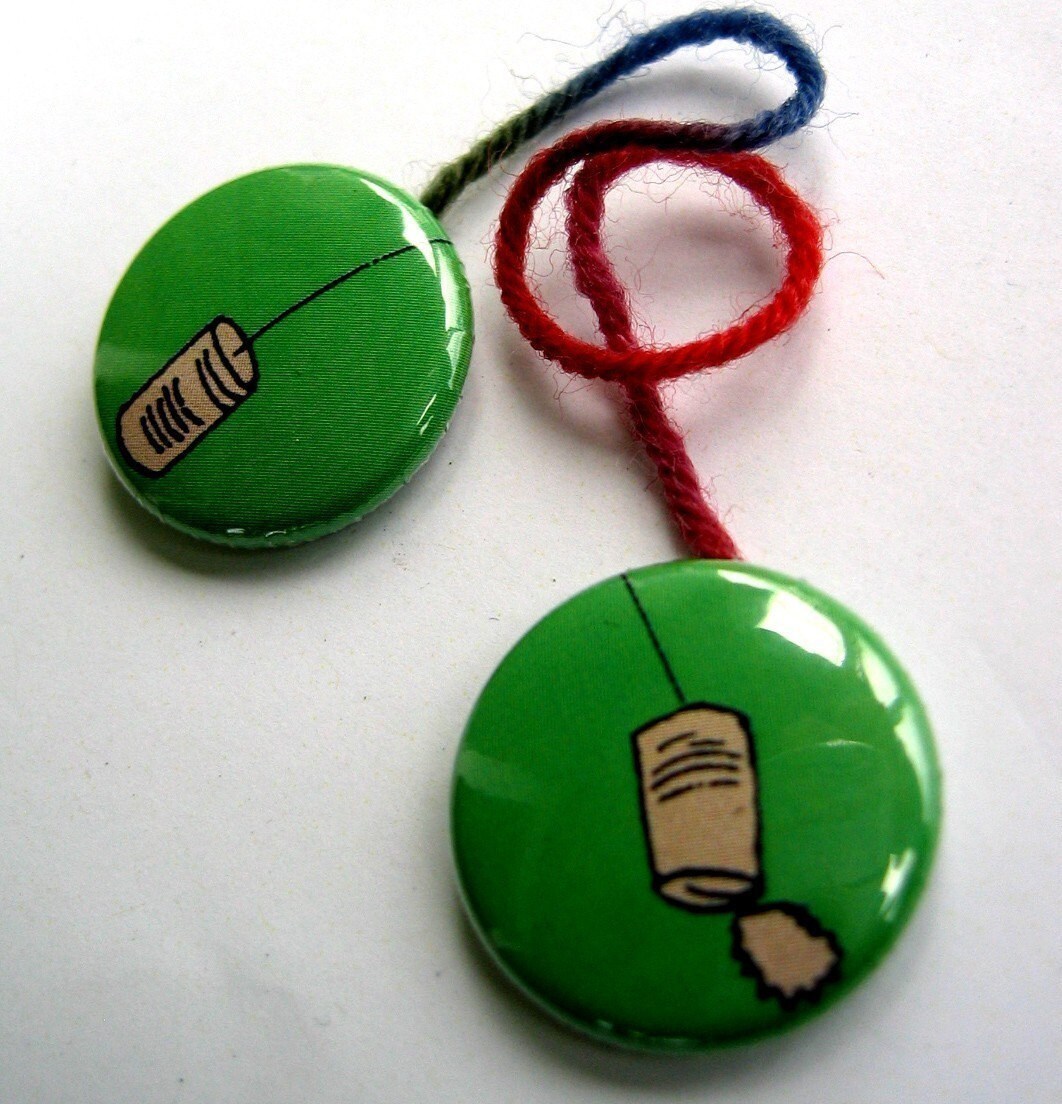 Tin Cans and Twine set of 2 buttons or magnets | Etsy