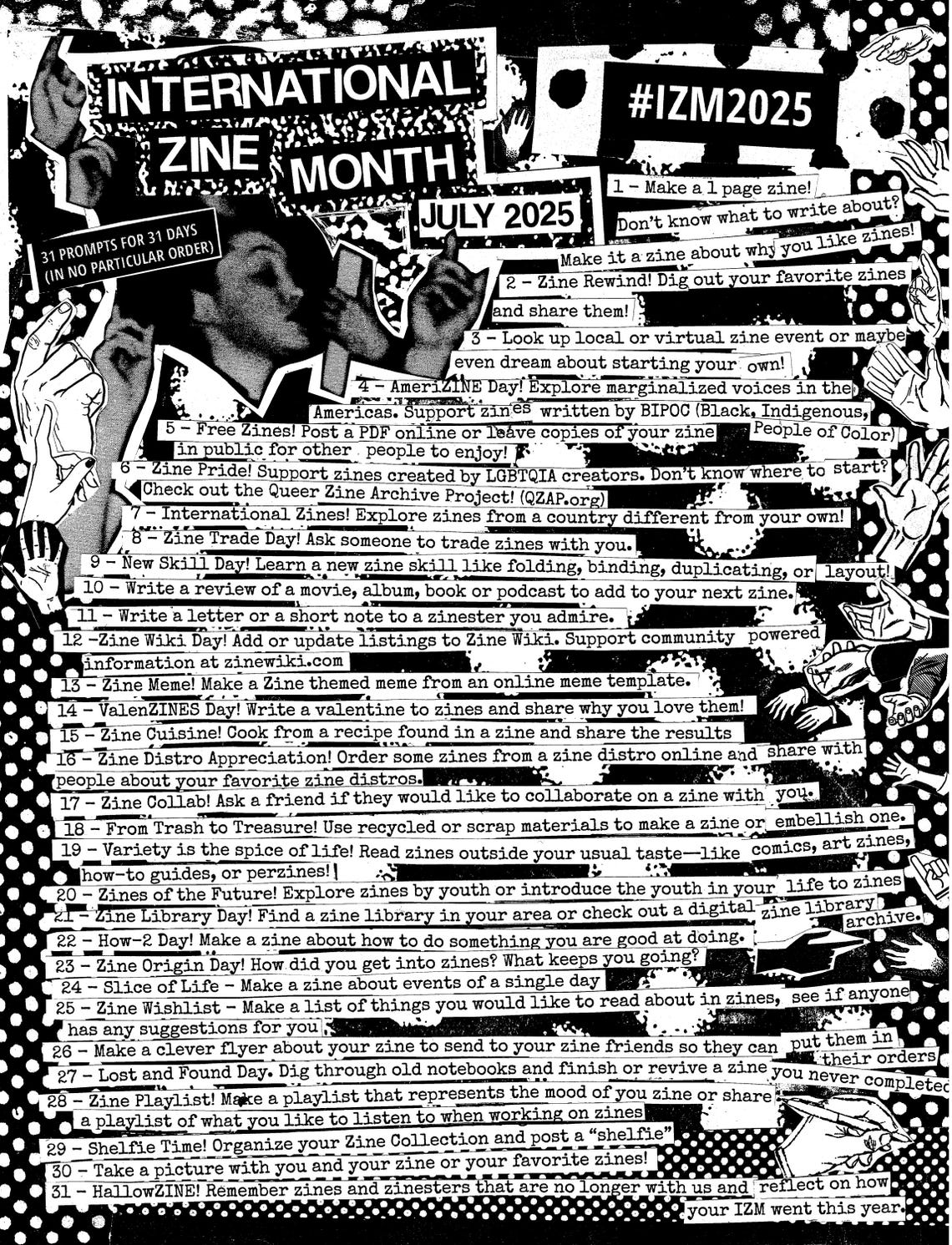 2025 International Zine Month Poster of Prompts! - Etsy
