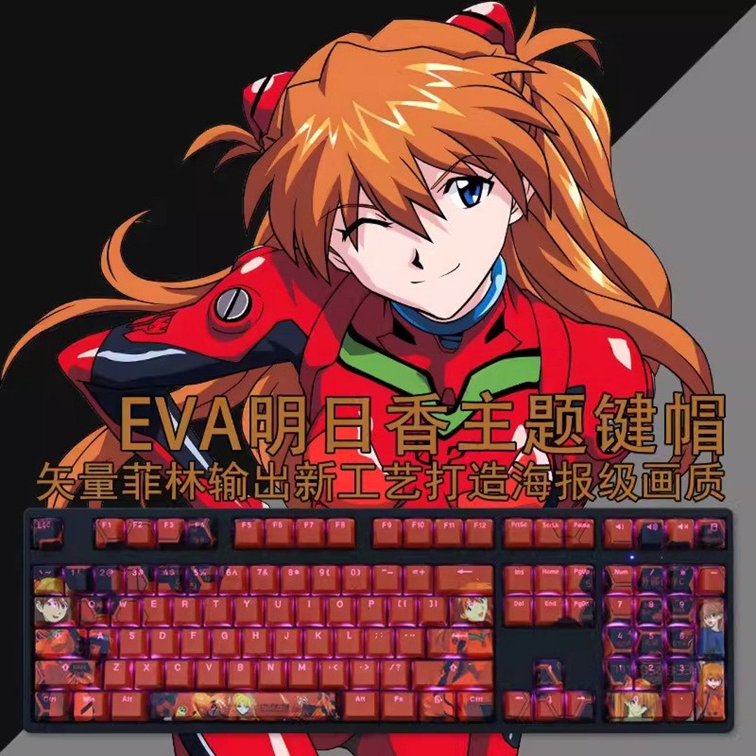 108pcs Asuka Neon Genesis Evangelion Keycaps Set, Cool Red Eva Keycaps ...