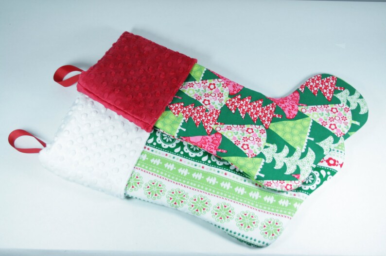 CHRISTMAS STOCKING Trees on Green Christmas Stocking - Etsy