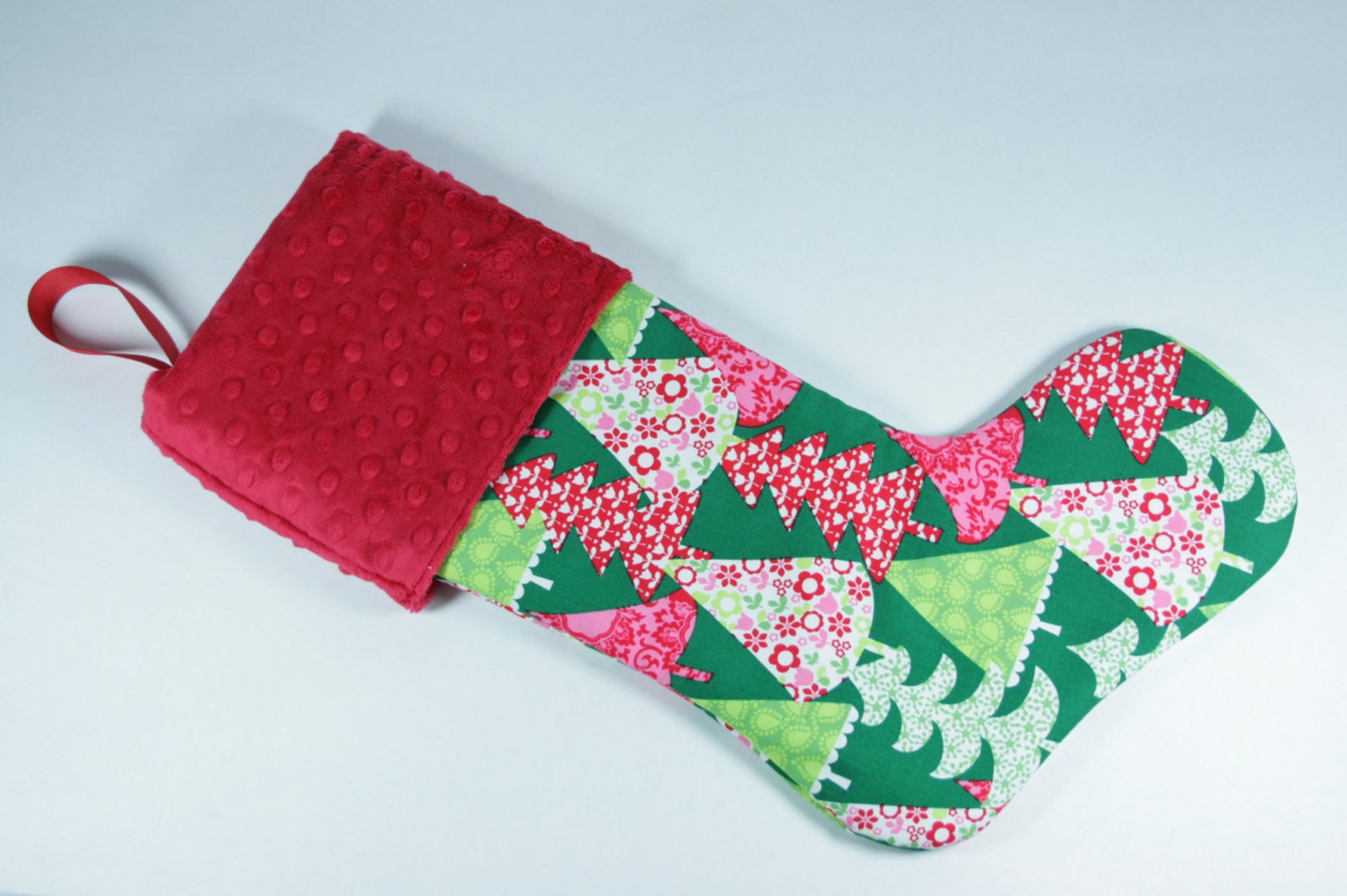 CHRISTMAS STOCKING Trees on Green Christmas Stocking - Etsy