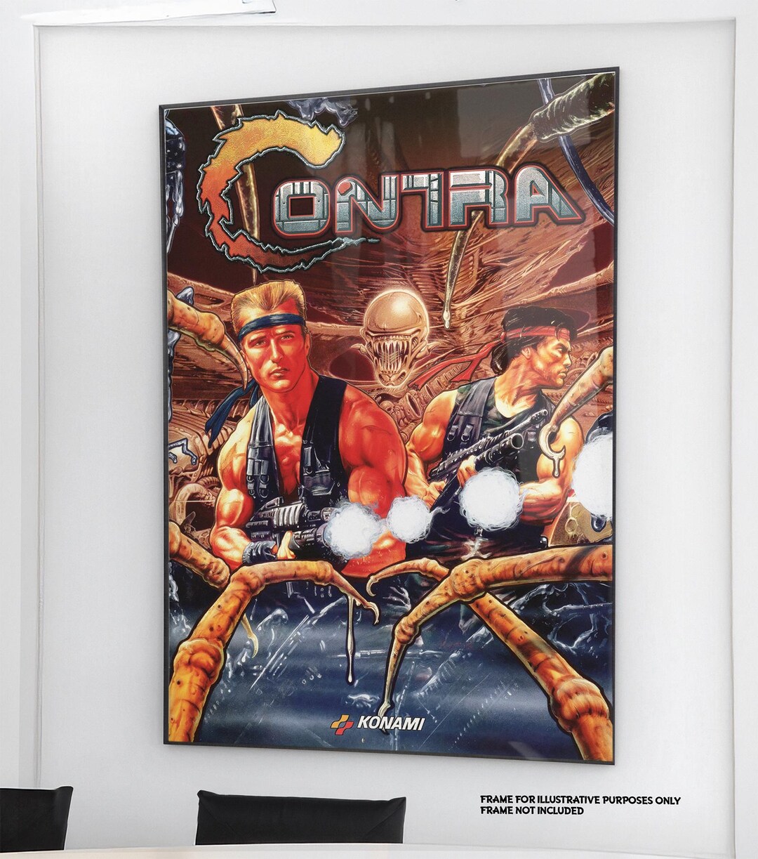Contra Poster, Konami Arcade Flyer Art, 80s Run and Gun Print, Retro ...
