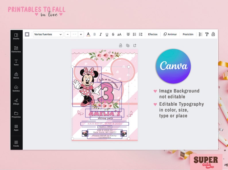 Editable Minnie Birthday Invitation, Mouse Pink, Invite ANY AGE Digital ...