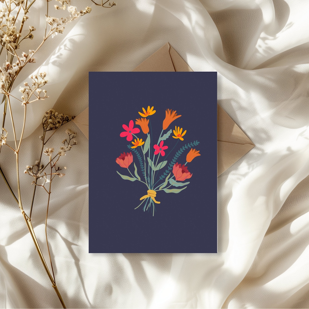 Printable Floral Greeting Card, Instant Download Greeting Card, Floral ...