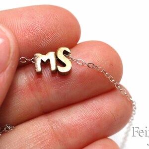MS Necklace Letters Initial Vintage Brass Pendant on | Etsy