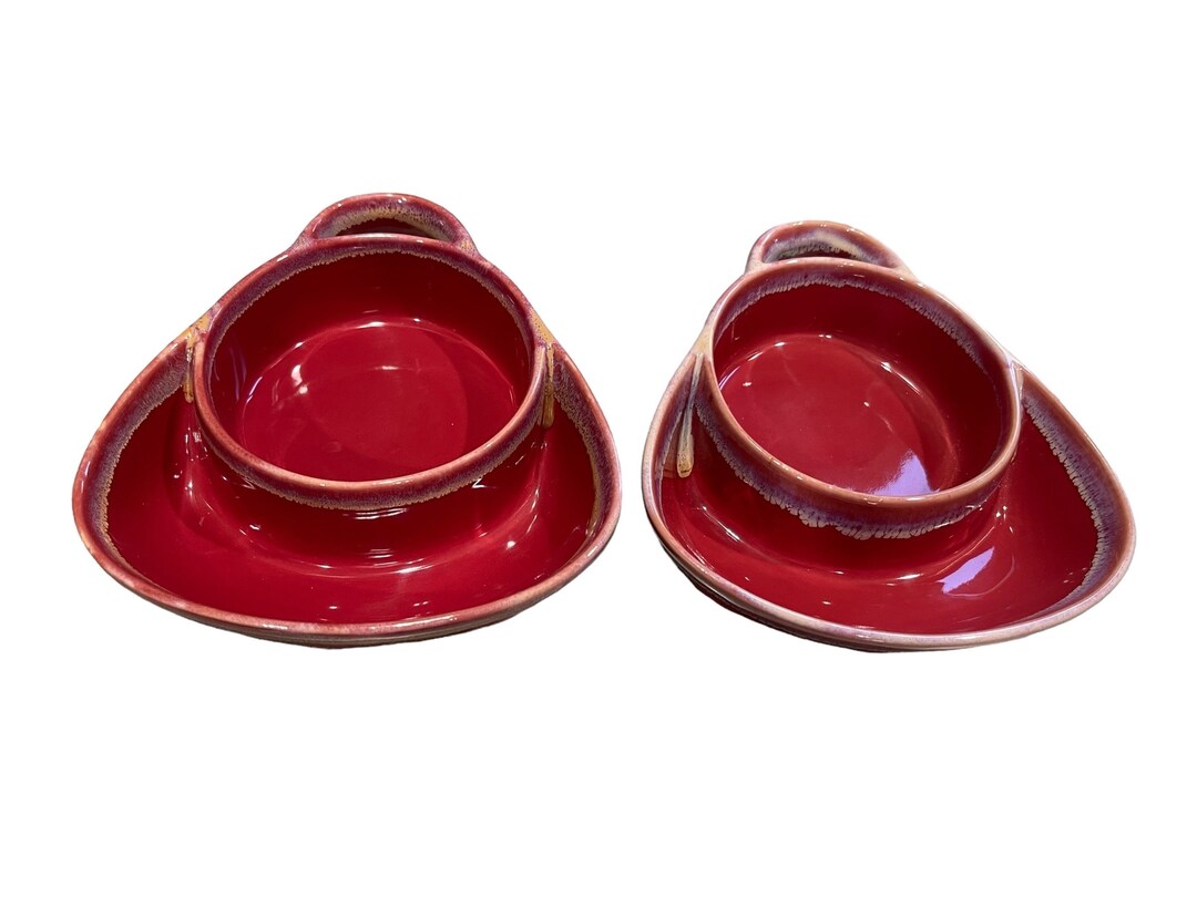 LTD Set of 2 Commodities Soup Cracker Chips Bowl Drip Pottery Red Stoneware - Etsy