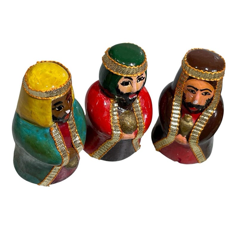 Handmade Nativity Set Mexican Hand Painted Small Set of 14 Vintage Folk ...